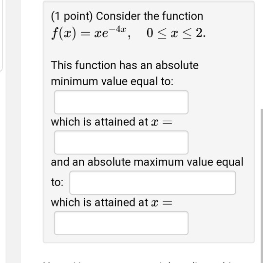 Solved 1 Point Consider The Function This Function Has An