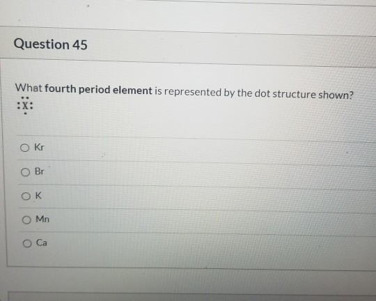 Solved Question 45 What fourth period element is represented | Chegg.com
