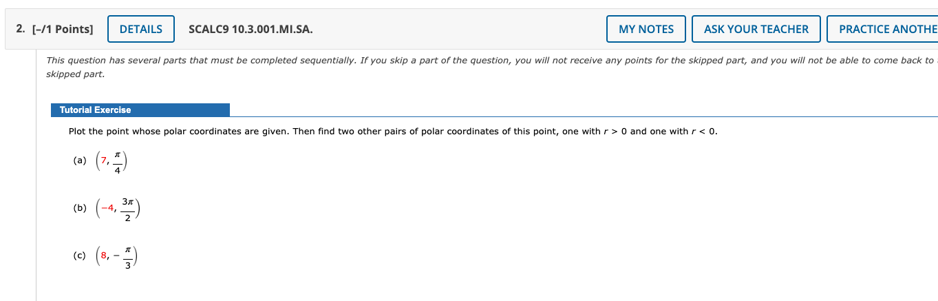Solved skipped part. Tutorial Exercise Plot the point whose | Chegg.com