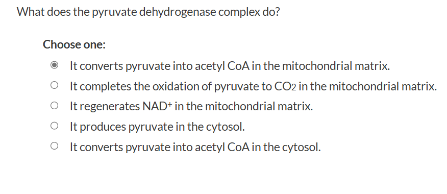 Solved What does the pyruvate dehydrogenase complex | Chegg.com