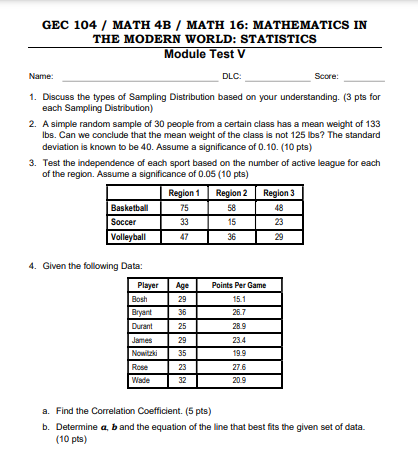 Solved GEC 104 / MATH 4B / MATH 16: MATHEMATICS IN THE | Chegg.com