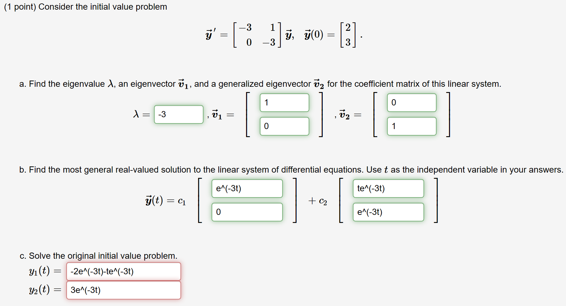 Solved (1 point) Consider the initial value problem | Chegg.com