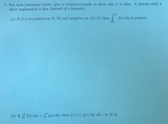 Solved 1. For each statement below, give a counter-example | Chegg.com