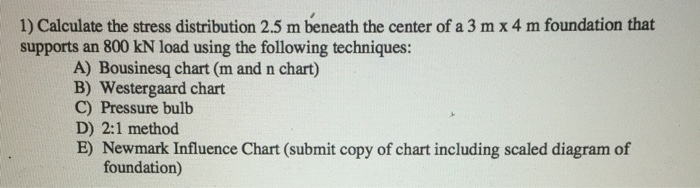 Solved 1) Calculate the stress distribution 2.5 m beneath | Chegg.com