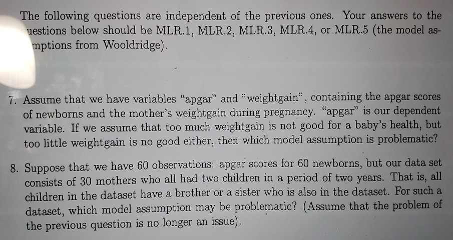 Solved • Assumption MLR.1 (Linear in the Parameters): The | Chegg.com