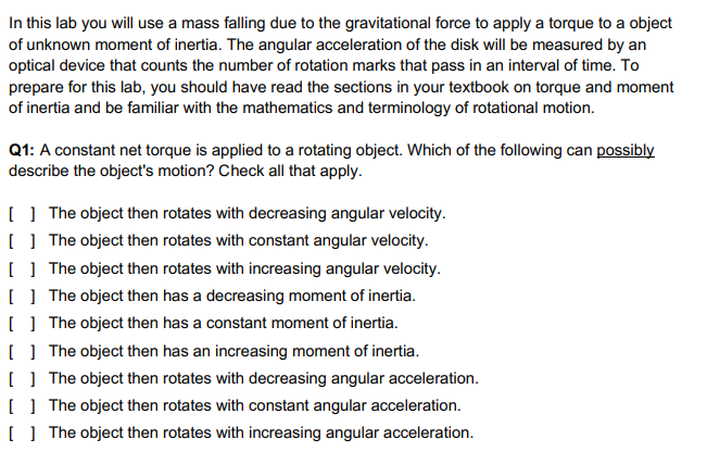 Solved In this lab you will use a mass falling due to the | Chegg.com