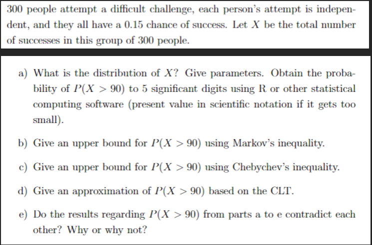 Solved 300 people attempt a difficult challenge, each | Chegg.com