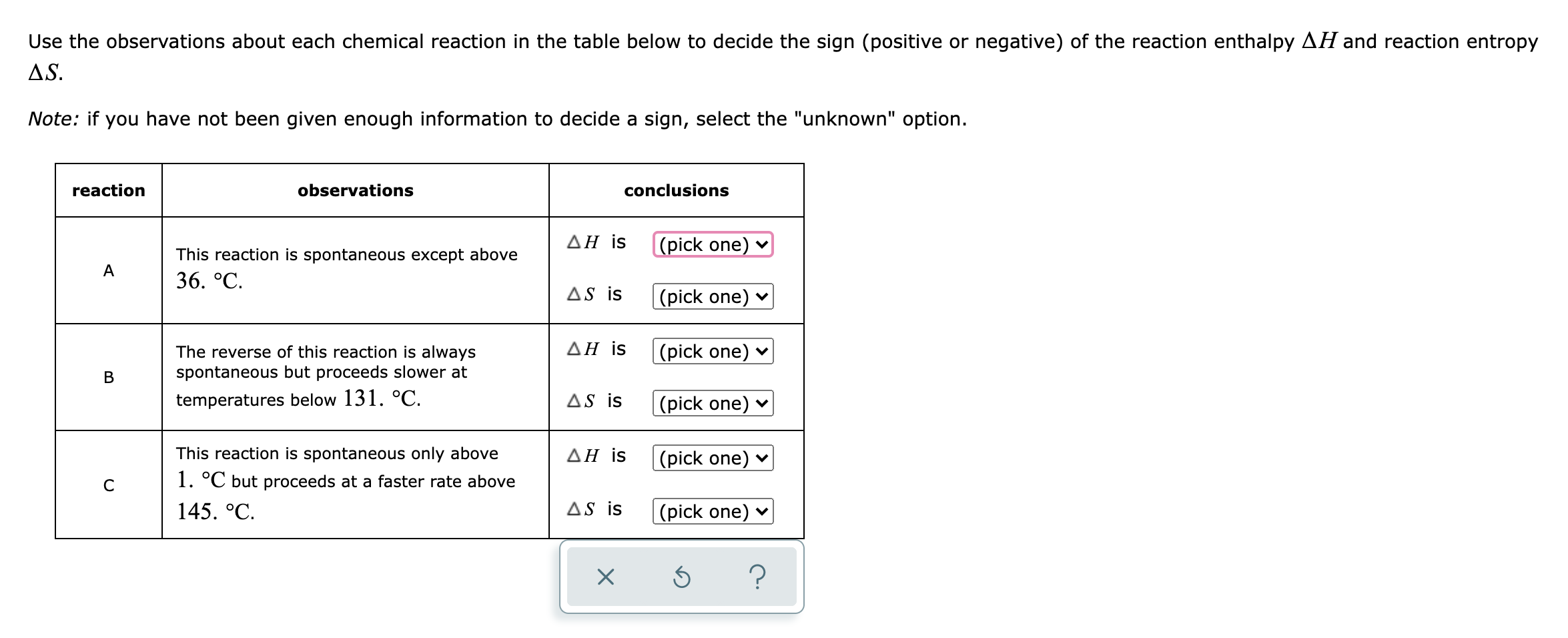 Solved Use the observations about each chemical reaction in | Chegg.com