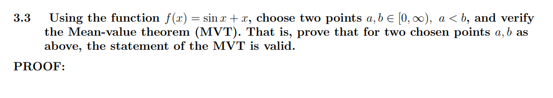 Solved 3.3 Using the function f(x)=sinx+x, choose two points | Chegg.com