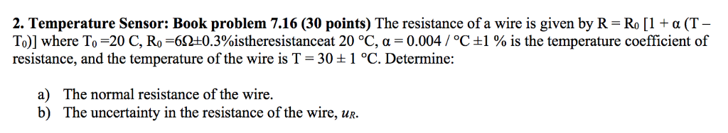 Solved 2. Temperature Sensor: Book problem 7.16 (30 points) | Chegg.com