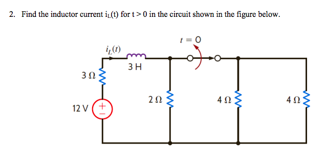 Solved 2. Find the inductor current il(t) for t> 0 in the | Chegg.com
