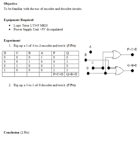 Solved Objective To be familiar with the use of encoder and | Chegg.com