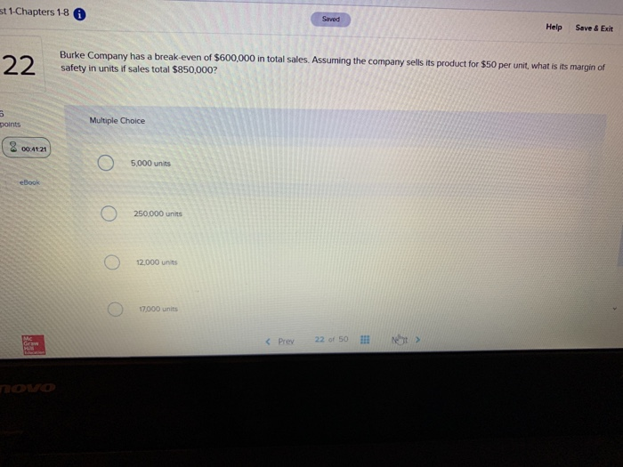 Solved st 1-Chapters 18 6 Saved Help Save &Exit Burke Compan | Chegg.com