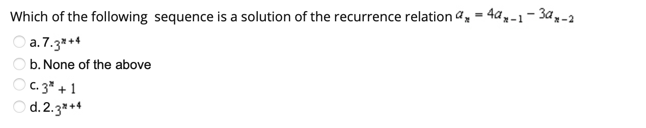 Solved Which of the following sequence is a solution of the | Chegg.com
