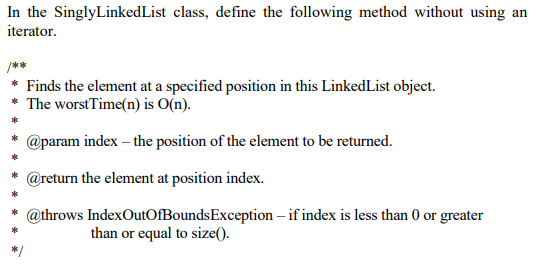 Solved In The Singlylinkedlist Class Define The Following 7302