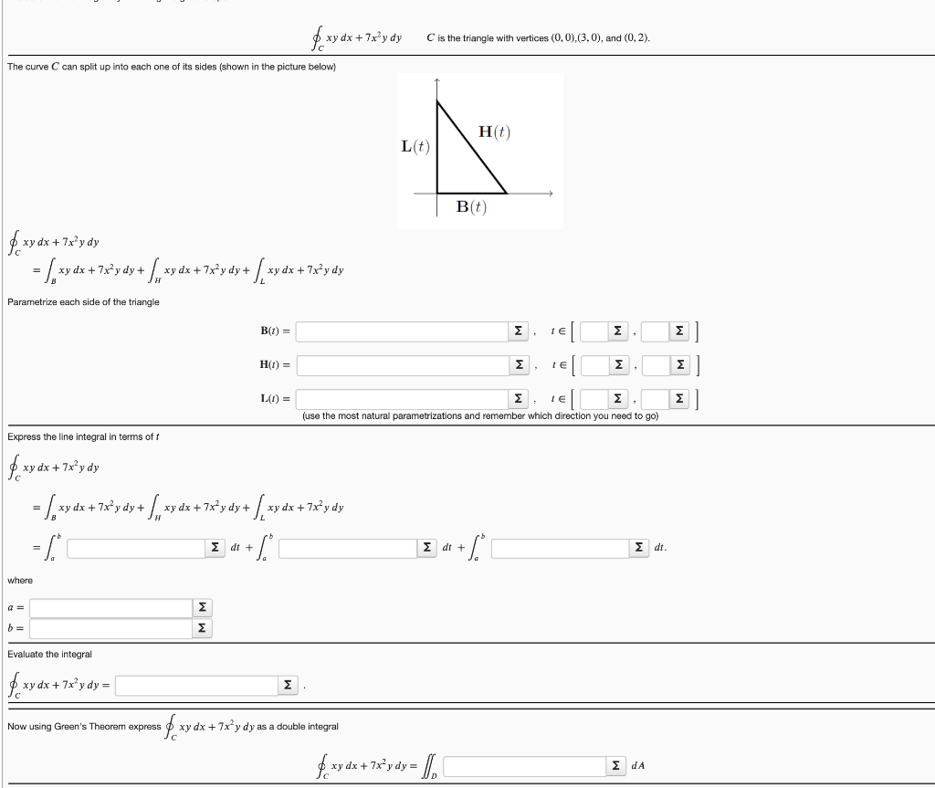 Solved ф, хуа xy dx +7x*y dy C is the triangle with vertices | Chegg.com