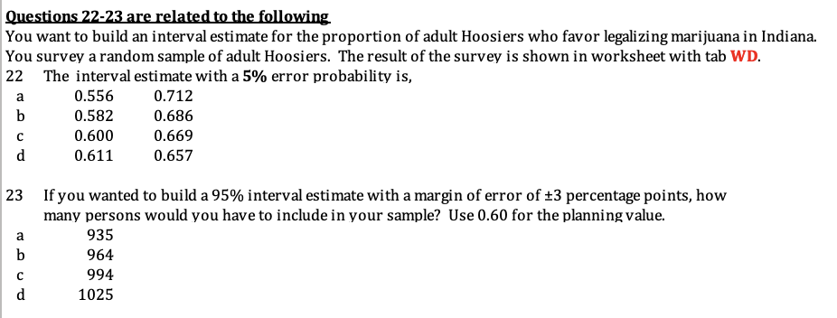 Solved Questions 22-23 are related to the following You want | Chegg.com
