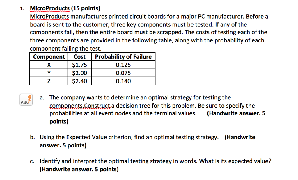 Solved MicroProducts (15 points) MicroProducts manufactures | Chegg.com