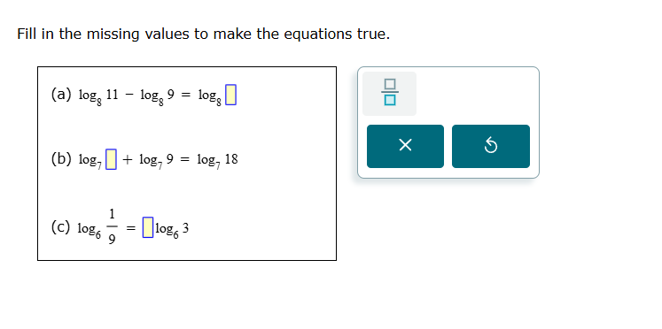 Fill in ﻿the missing values to ﻿make the equations | Chegg.com