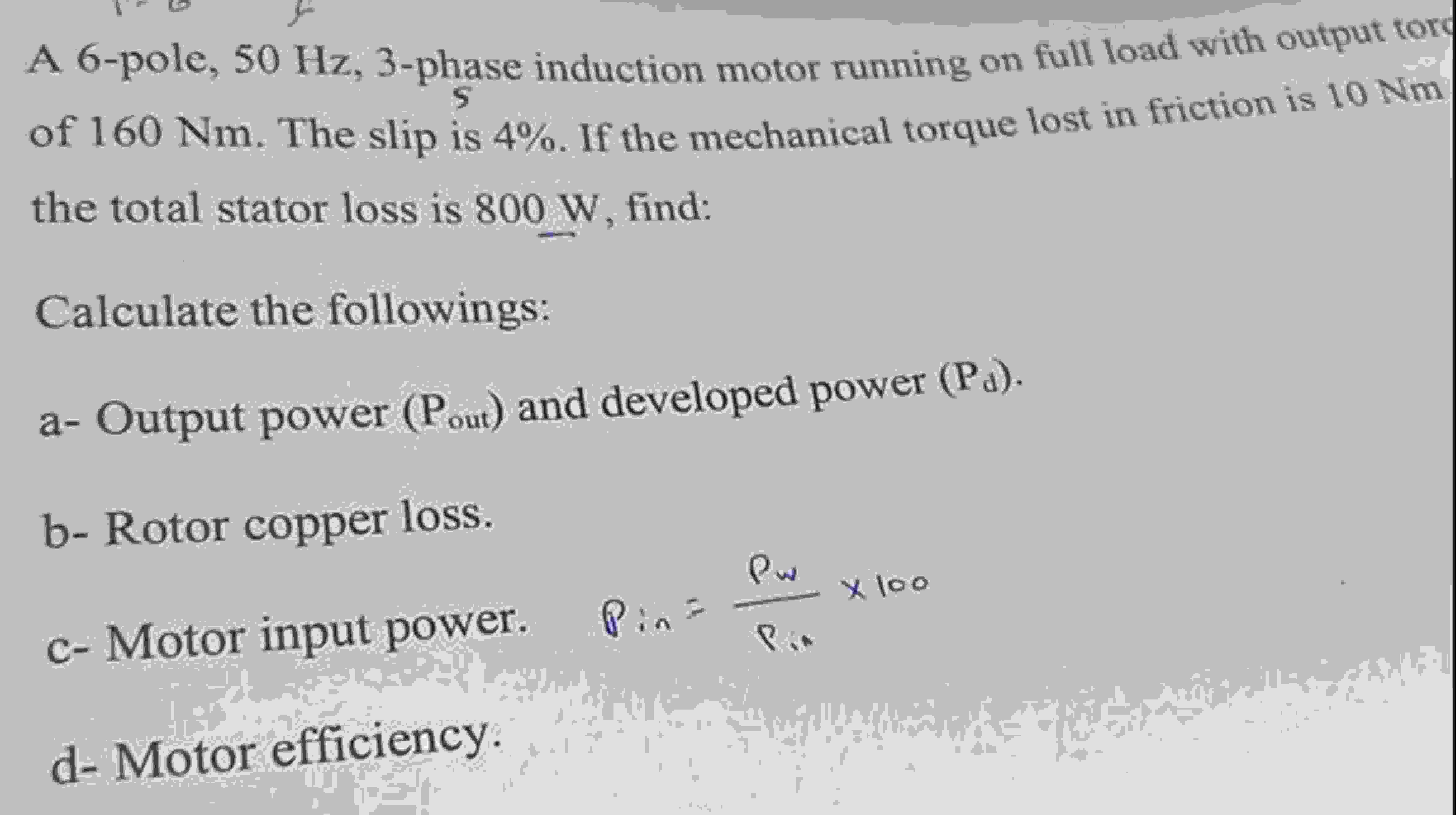 Solved A 6-pole, 50Hz,3-phase induction motor running on | Chegg.com
