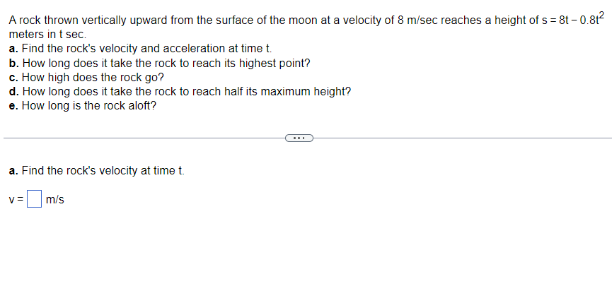 Solved A rock thrown vertically upward from the surface of | Chegg.com
