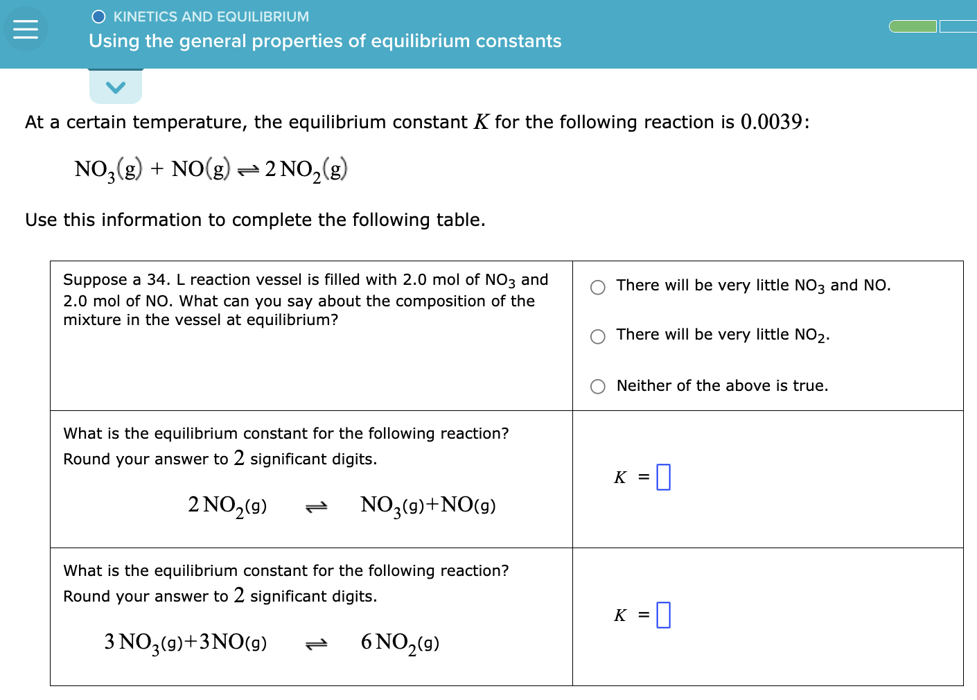 Solved KINETICS AND EQUILIBRIUM Using the general properties | Chegg.com