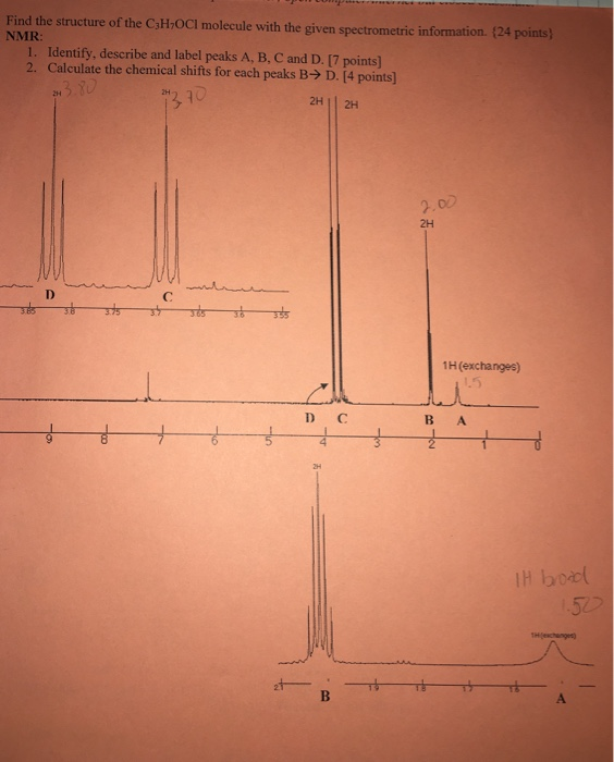 Solved Find the structure of the C3H7OCl molecule with the | Chegg.com