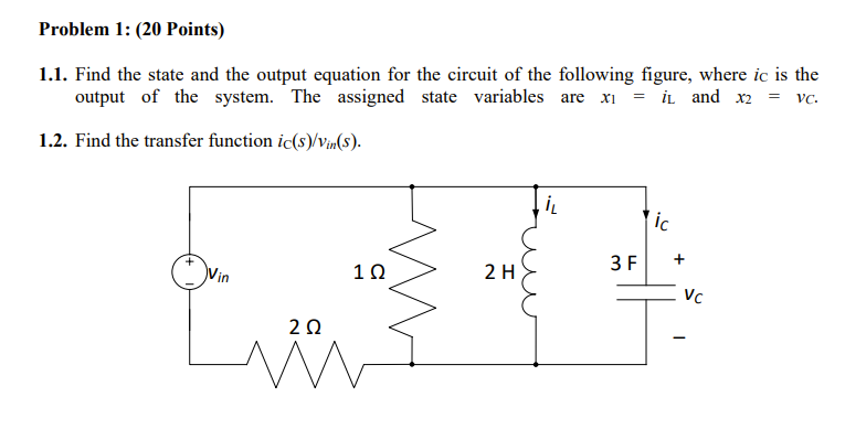 Solved 1.1. Find the state and the output equation for the | Chegg.com