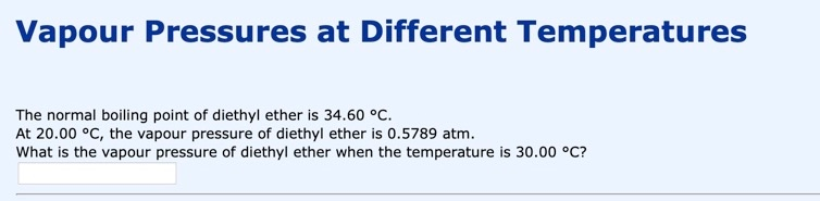 Solved Vapour Pressures at Different Temperatures The normal | Chegg.com