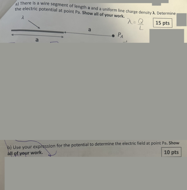 Solved a) There is a wire segment of length a and a uniform | Chegg.com