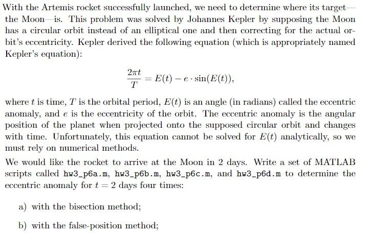 With the Artemis rocket successfully launched, we | Chegg.com