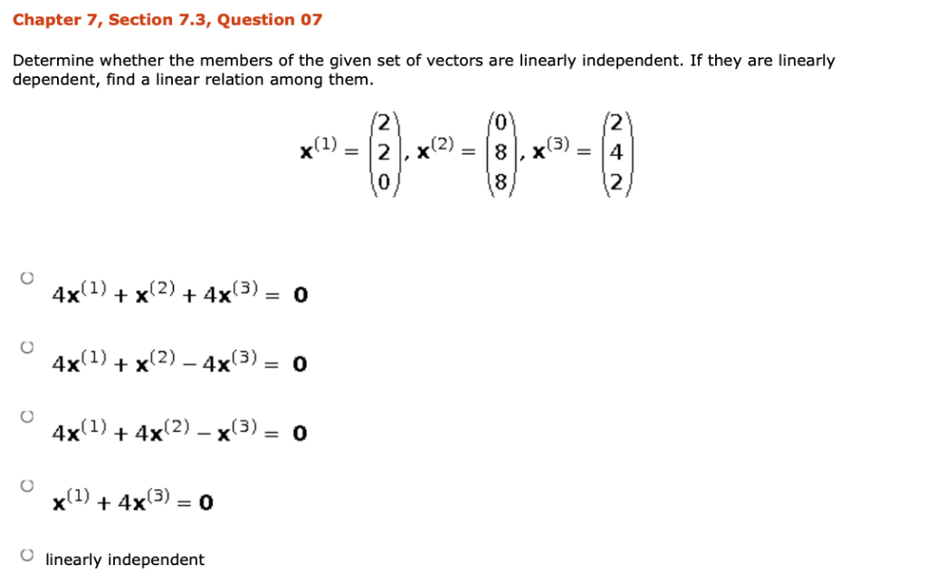 Solved Chapter 7, Section 7.3, Question 07 Determine whether | Chegg.com