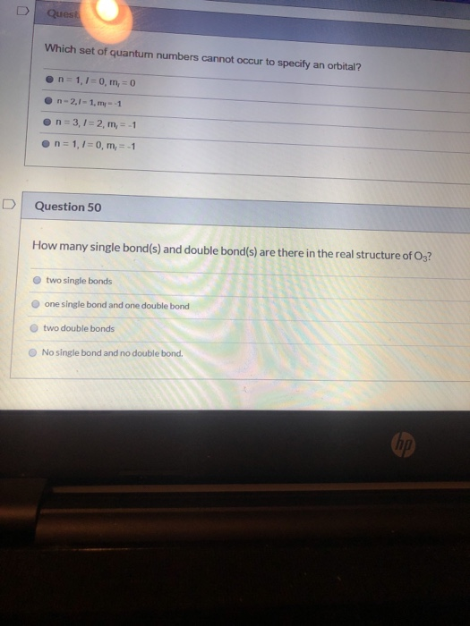 Solved Quest Which set of quantum numbers cannot occur to | Chegg.com