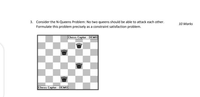Solved 3. Consider the N-Queens Problem: No two queens | Chegg.com