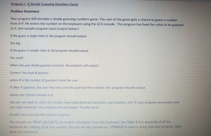 Solved Simple Guessing Numbers Game Problem Statement Your | Chegg.com Solved Simple Guessing Numbers Game Problem Statement Your | Chegg.com