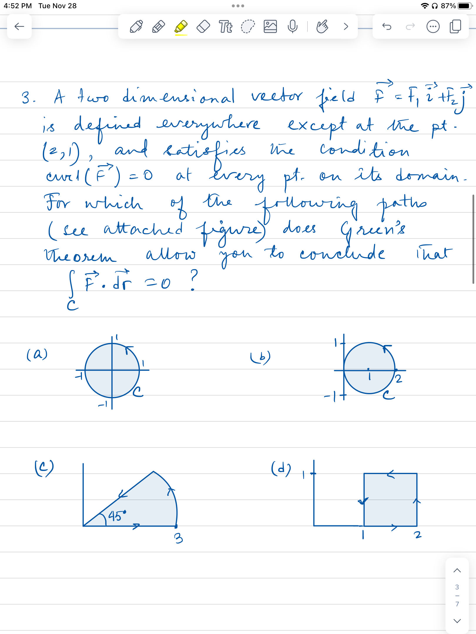Solved 3. A two dimensional vector field F=F1i+F2j is | Chegg.com