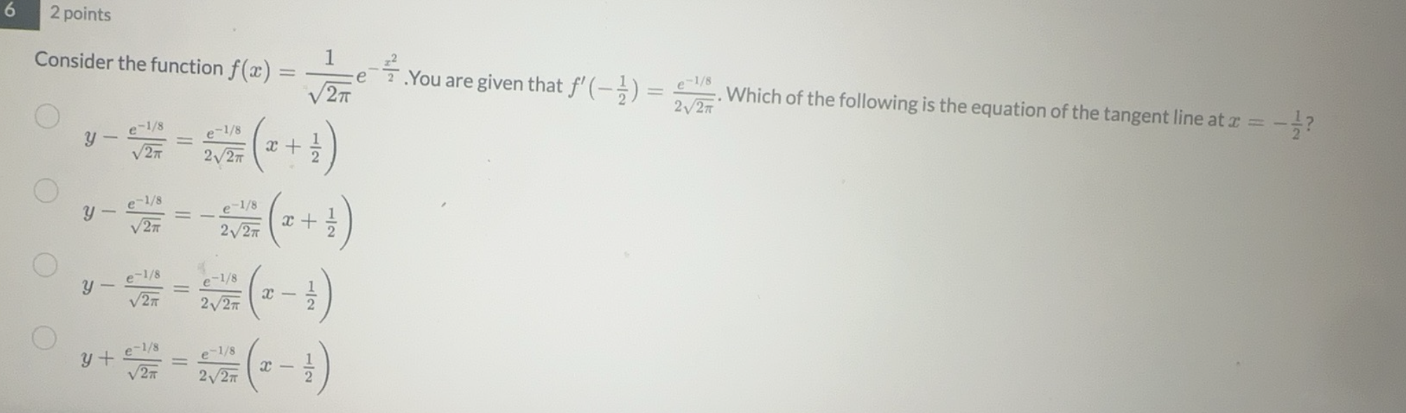 Solved 2 ﻿pointsConsider the function f(x)=12π2e-x22.You are | Chegg.com