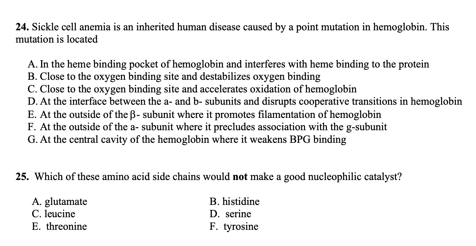 Solved 24. Sickle cell anemia is an inherited human disease | Chegg.com