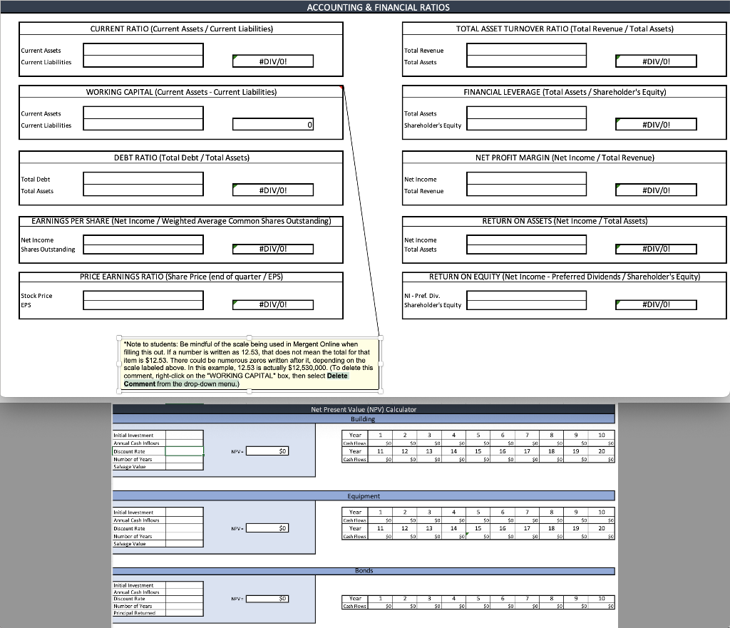 Using the Project Two Financial Formulas spreadsheet | Chegg.com