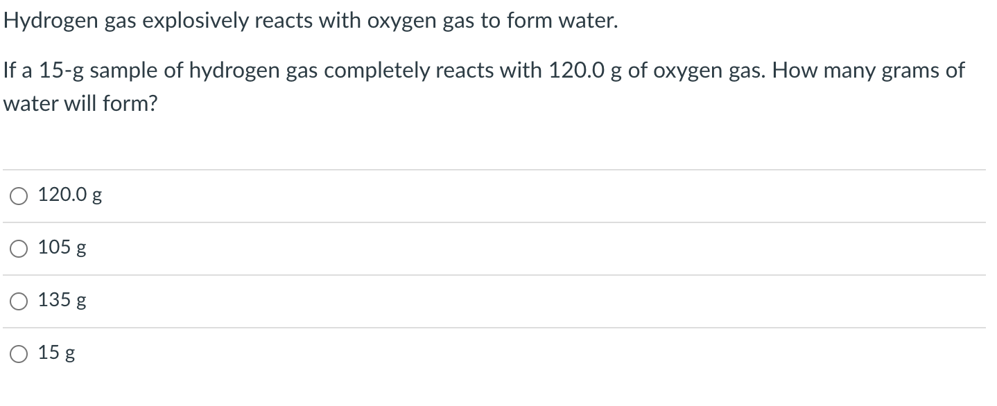 Solved Hydrogen gas explosively reacts with oxygen gas to | Chegg.com