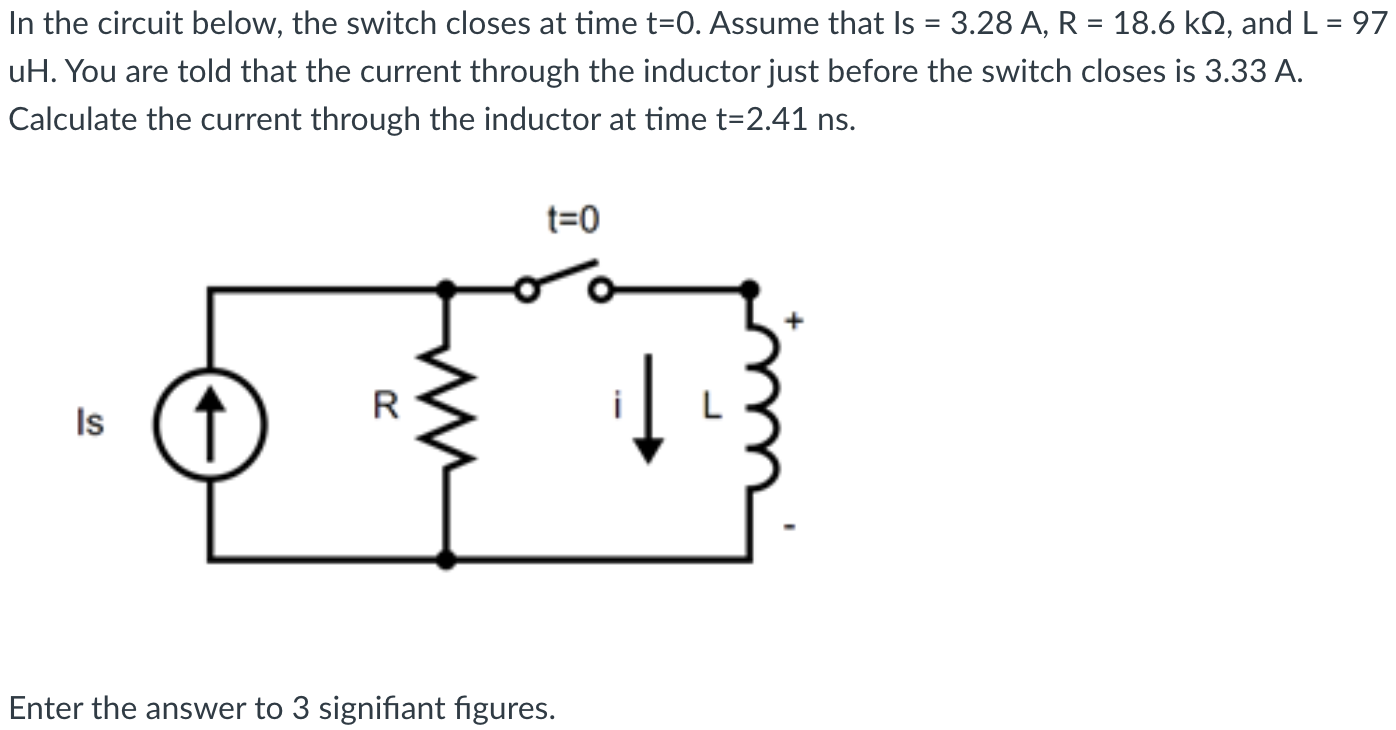 Solved In the circuit below, the switch closes at time t=0. | Chegg.com
