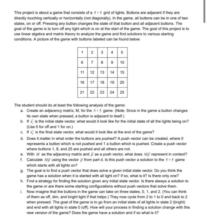 Solved This project is about a game that consists of a 5×5 | Chegg.com