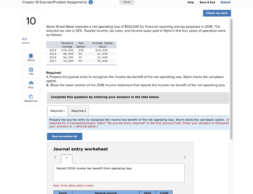 Solved Chapter 16 Exercise/Problem Assignments i Saved Help | Chegg.com