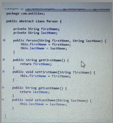 Solved package con,entities; public abstract class Person \{ | Chegg.com