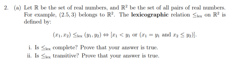 Solved 2. (a) Let R be the set of real numbers, and R2 be | Chegg.com