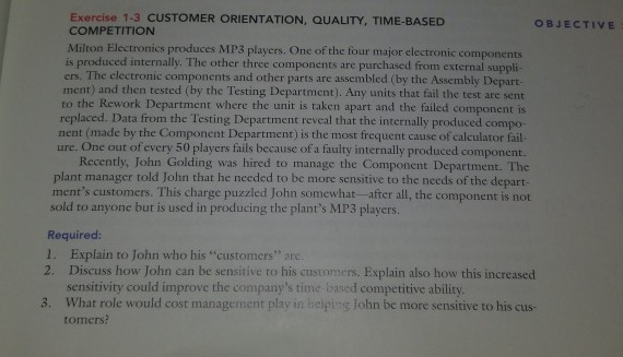 Solved Exercise 1-3 CUSTOMER ORIENTATION, QUALITY, | Chegg.com
