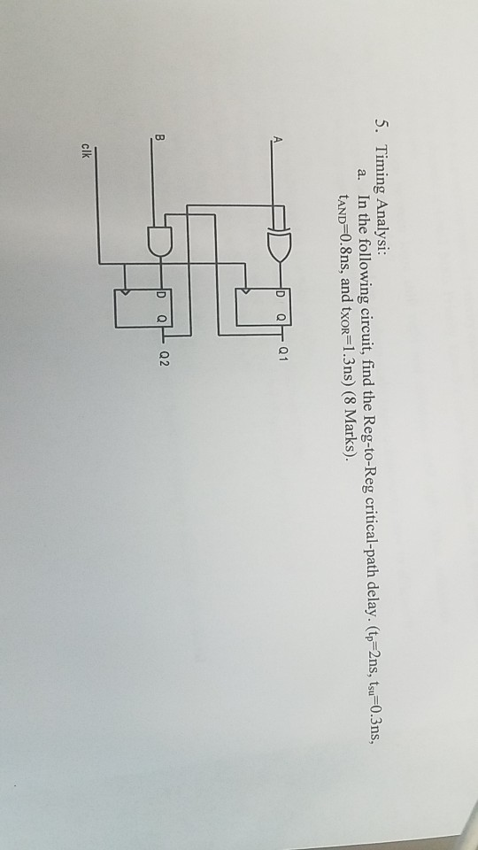 Solved 5. Timing Analysi In the following circuit, find the | Chegg.com