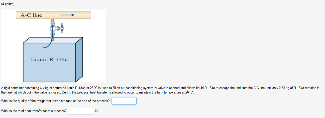 Solved (4 points) A-C line Liquid R-134a A rigid container | Chegg.com
