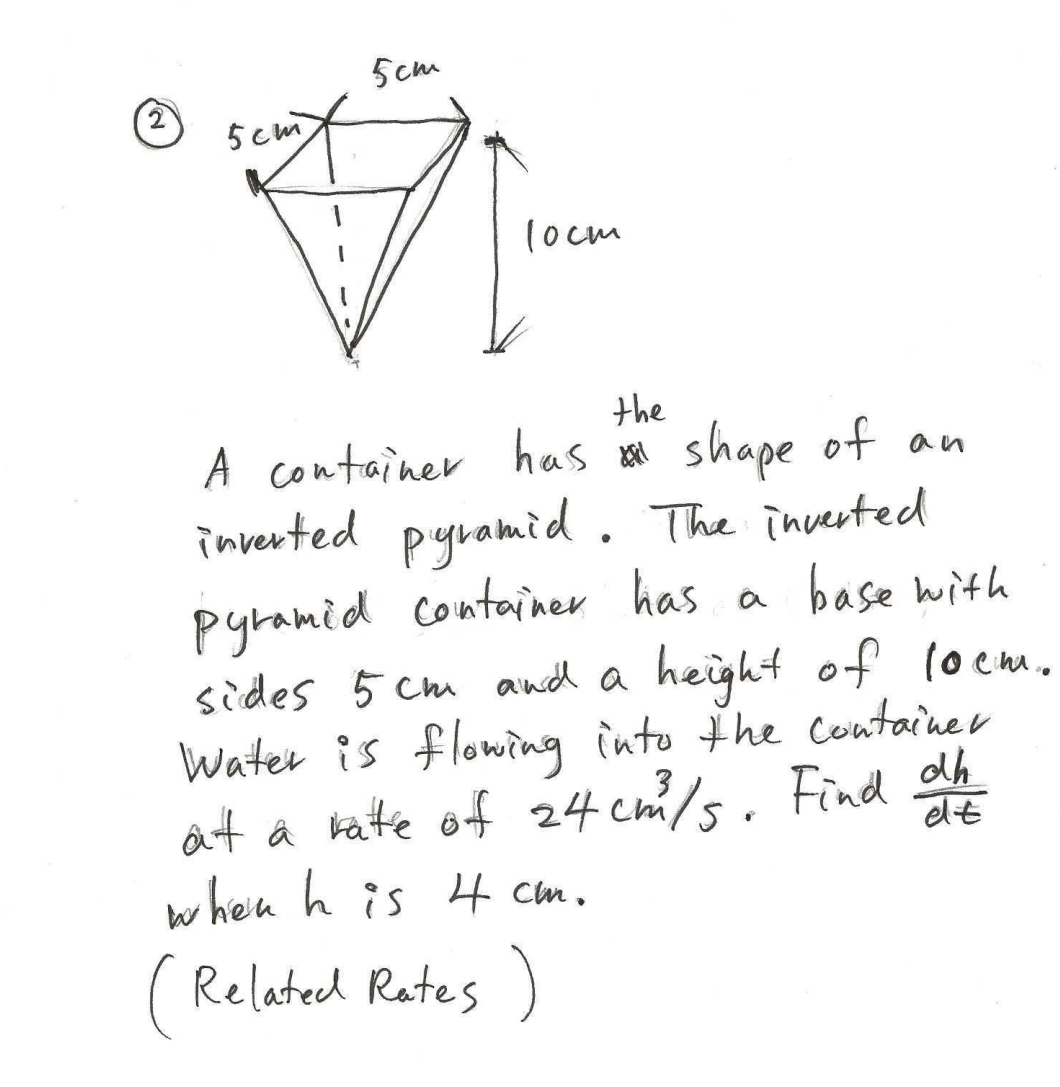 Solved A container has shape of an inverted pyramid. The | Chegg.com