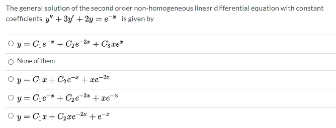 Solved The general solution of the second order | Chegg.com
